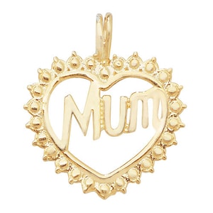 9ct Gold Mum Heart Pendant No1 Mum Mummy Mother Pendant Charm Gift Box ...