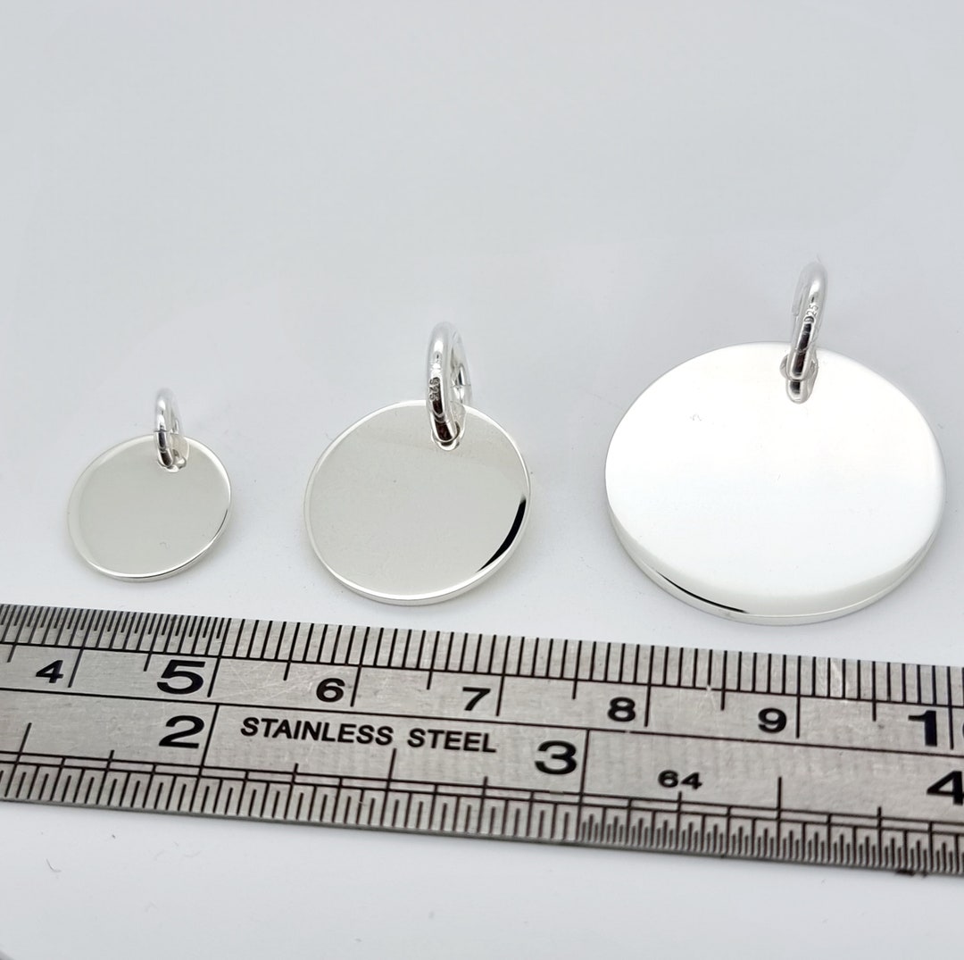 Sterling Silver Dog Tag Ingots Engraving Option Mini Polished Round ...