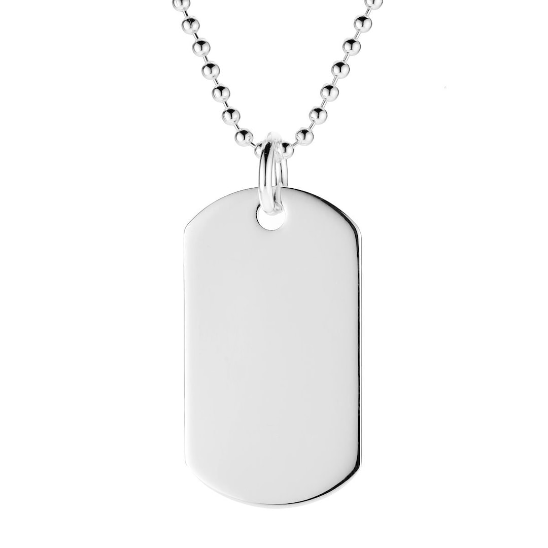 Sterling Silver Dog Tags Free Engraving Large Barrel Charm Pendant ...