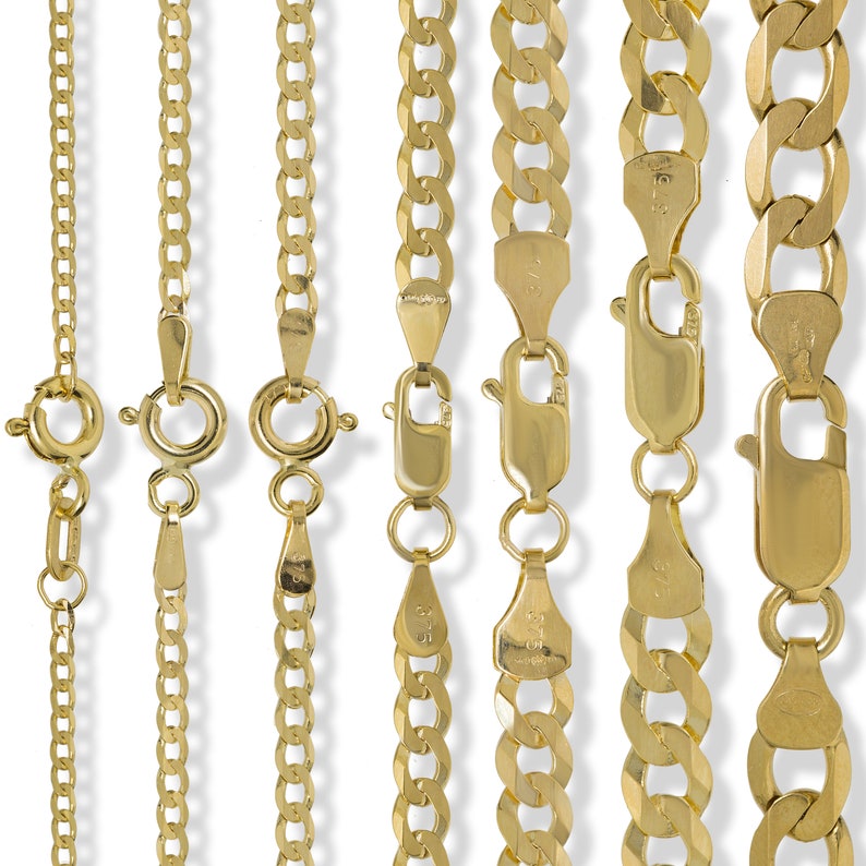 9CT Gold Curb Chain Diamond Cut Flat Trace Rope Figaro D/C | Etsy