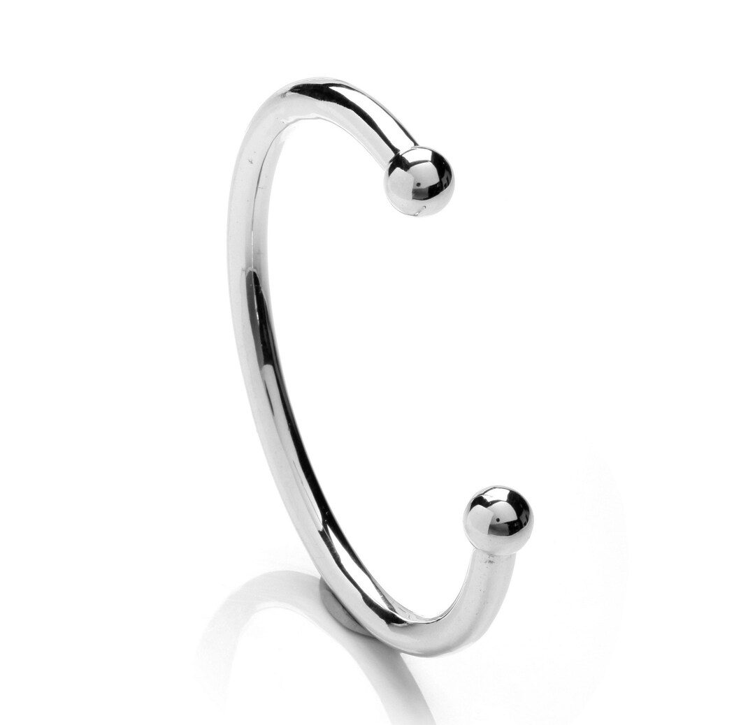 Sterling Silver Torque Bangle Gents 60x75mm Mens Bobble Bangles Ball ...