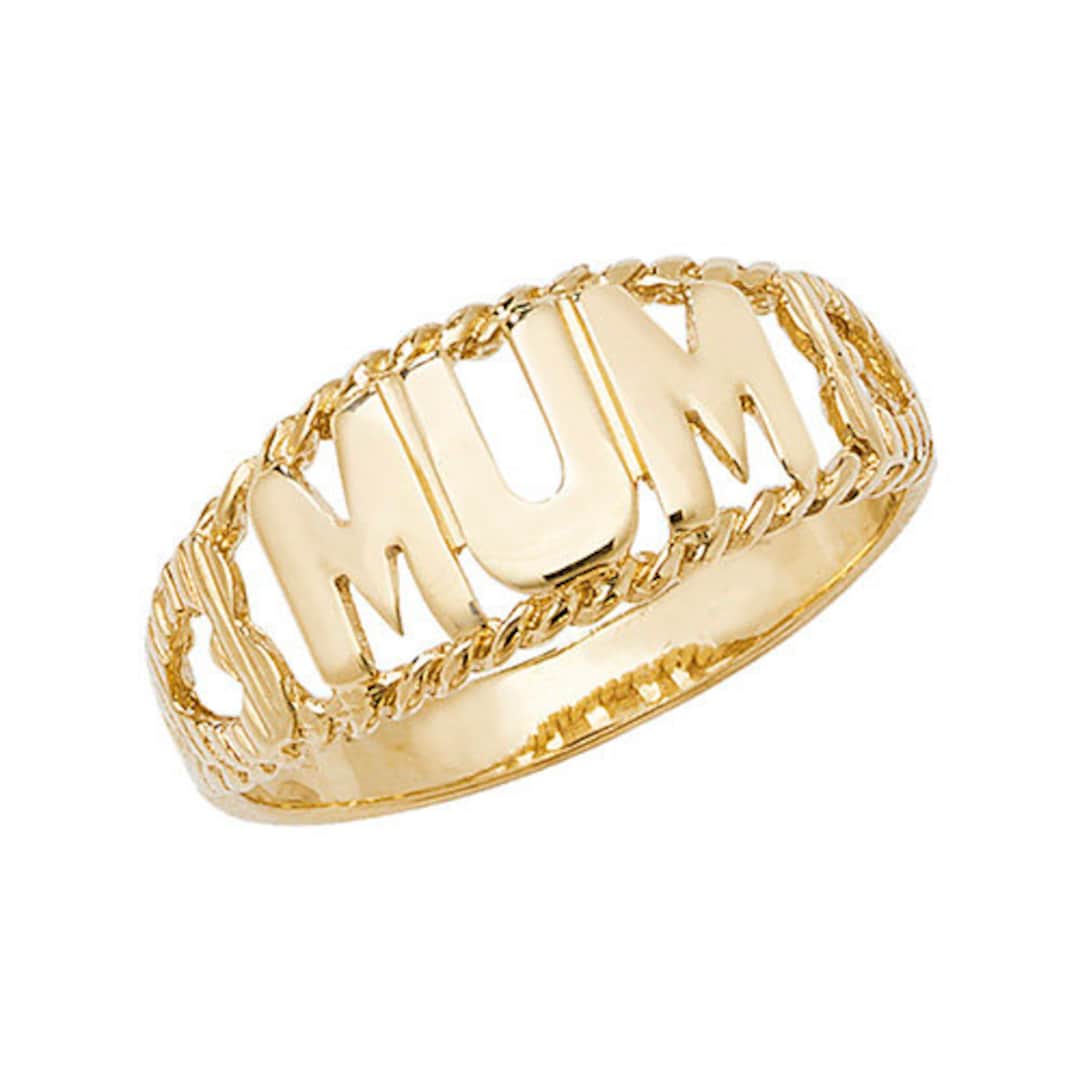 9CT Gold Mum Ring Mummy Mother Dome Heart Side Solid Band Gift Box - Etsy