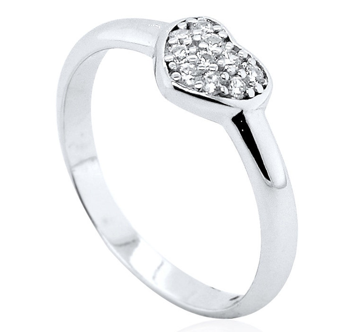 Sterling Silver Baby Ring CZ Hearts Pave Set Cubic Zirconia - Etsy