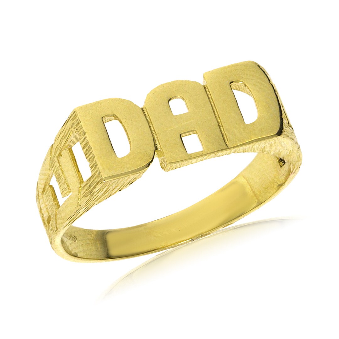 9CT Gold Dad Ring Daddy Father Dada Curb Link Side Solid Band Gift Box ...