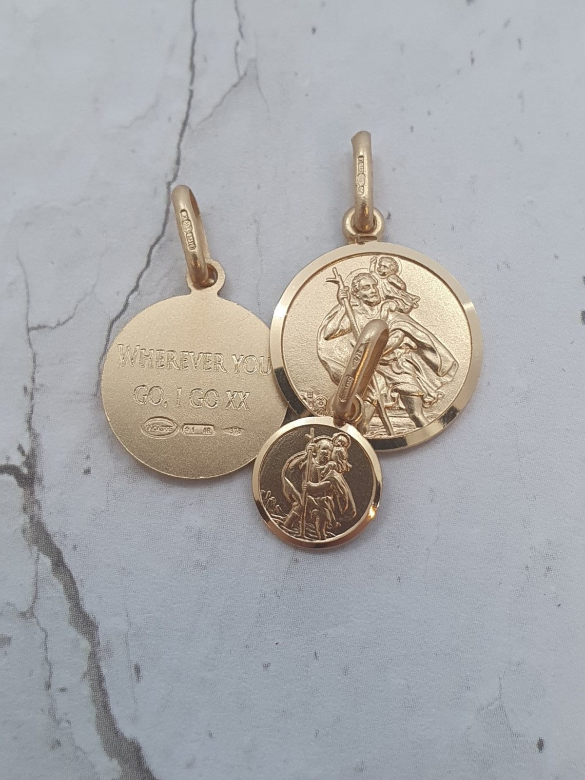 9CT Gold Saint Christopher Free Engraving St Chris Pendant - Etsy