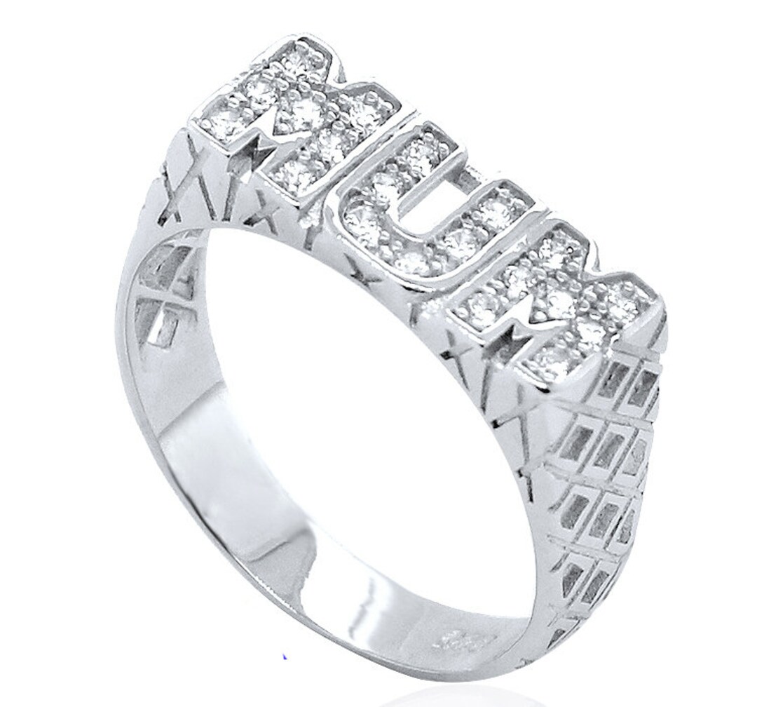 Sterling Silber CZ Mama Ring Zirkonia Pave Mummy Mutter Korb Seiten Band 925 Etsy