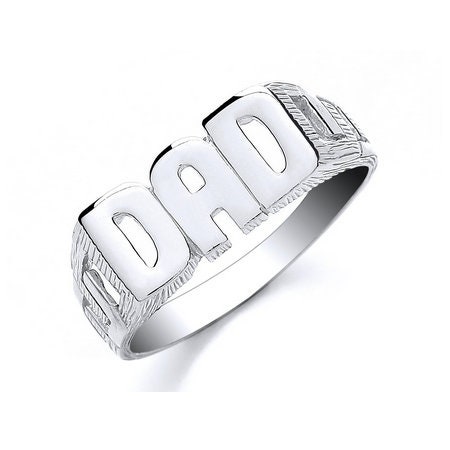 Sterling Silver Dad Ring Polished Block Daddy Father Curb Link - Etsy