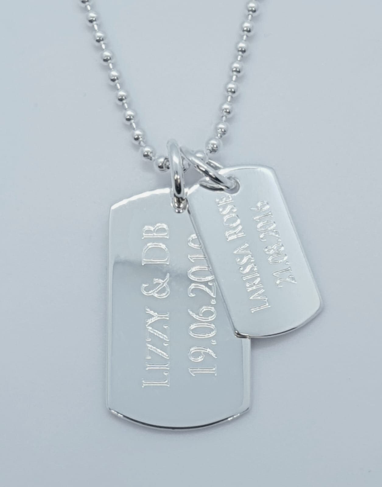 Sterling Silver Dog Tags Free Engraving 18 Bead Chain - Etsy