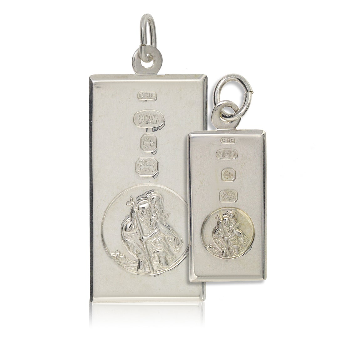 Sterling Silver St Christopher Engraving Option Dog Tag Pendant Solid ...