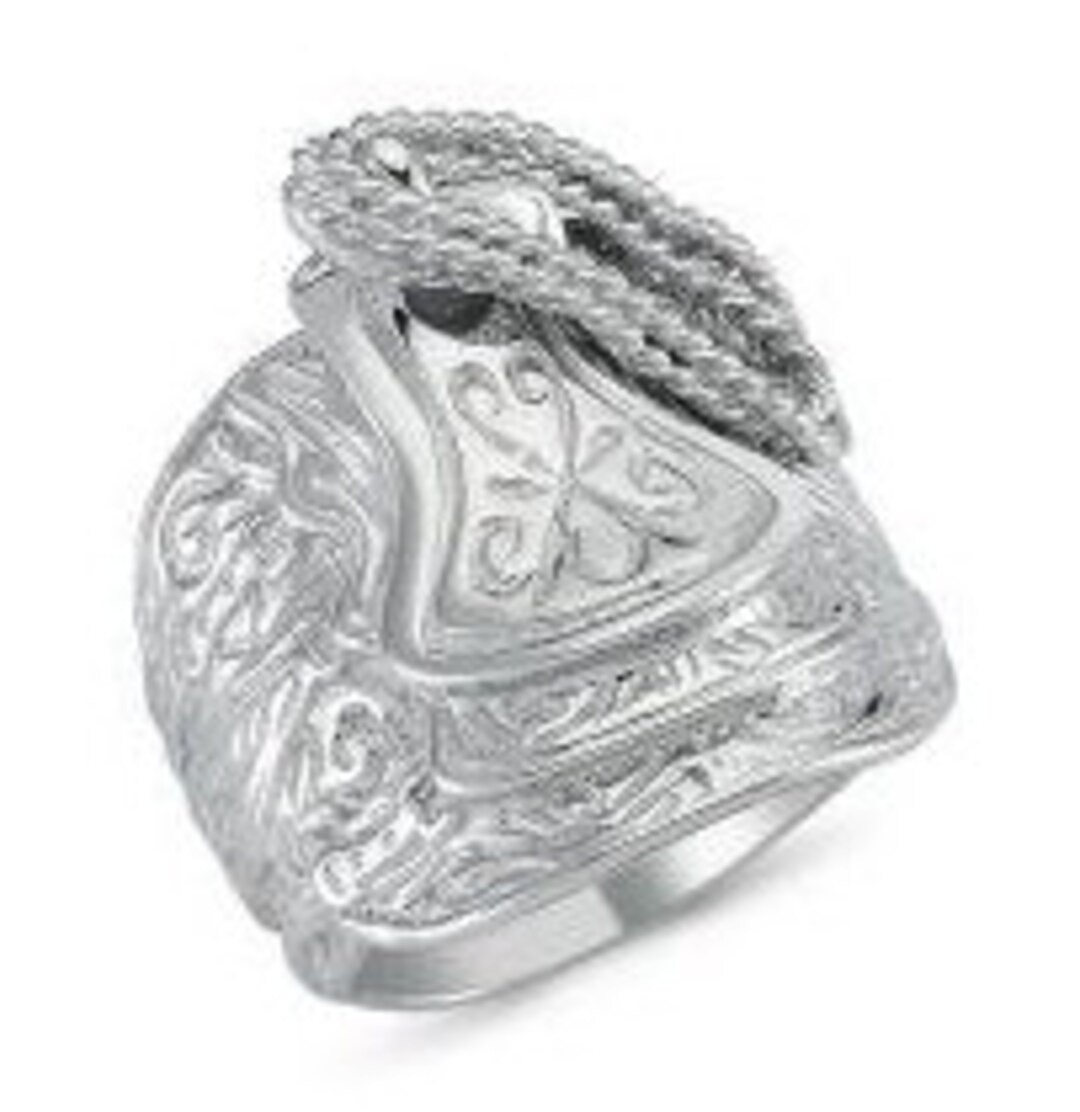 Sterling Silver Saddle Ring 35mm Gents Horse Style Signet Ring Gift Box ...