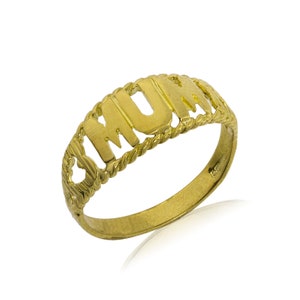 9CT Gold Mum Ring Mummy Mother Dome Heart Side Solid Band Gift Box - Etsy