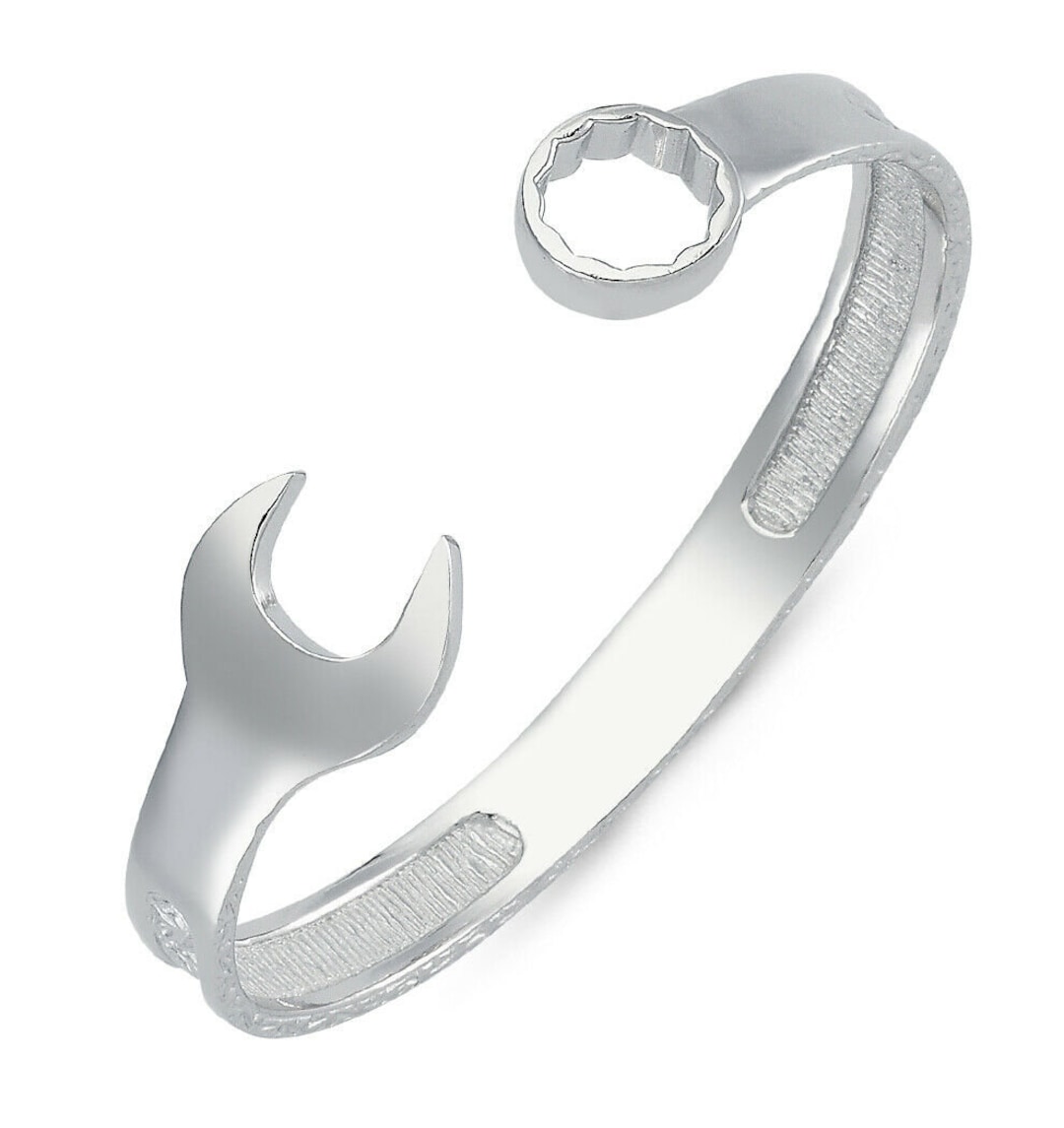 Sterling Silver Torque Bangle Gents Spanner Torq Solid Bracelet Gift ...