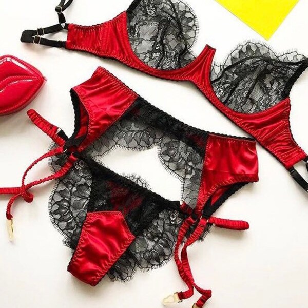 Black Lace Bra Etsy