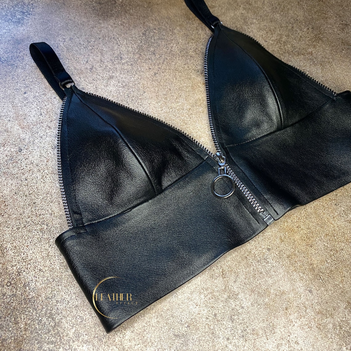 Real Leather Leather Bra Bralette Real Leather Black Corset Top Bustier ...