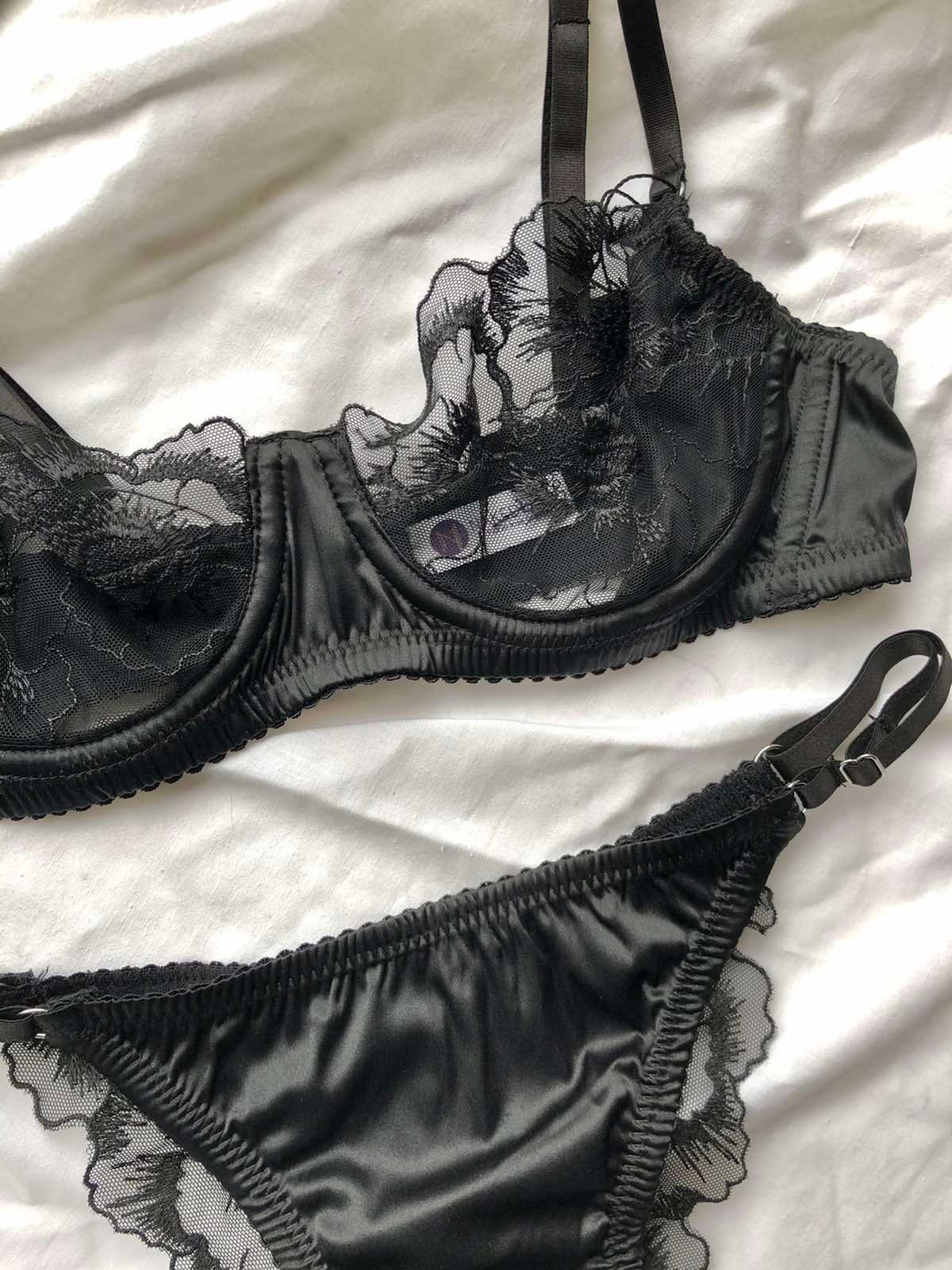 Lace Black Lace Lingerie Set Embroidered Exclusive Handmade - Etsy