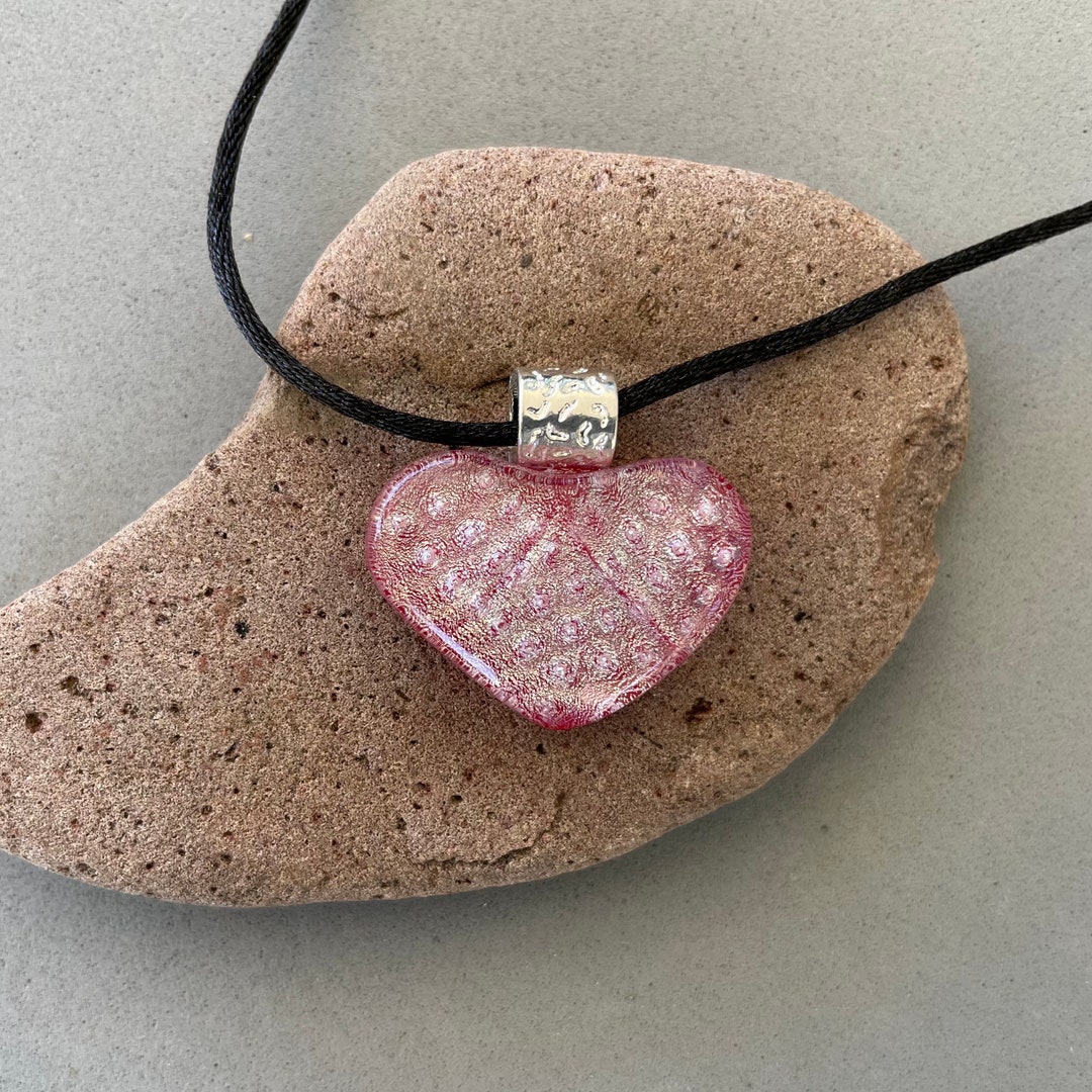 Pink & Dichroic Glass Pendant - Etsy
