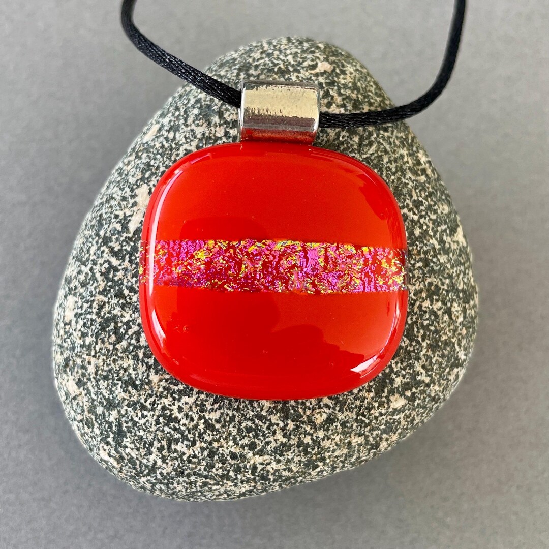 Pink & Dichroic Glass Pendant - Etsy