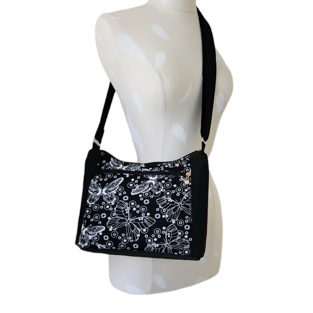 Black Butterfly Print Everyday Shoulder Crossbody Purse Bags/ Handbags ...