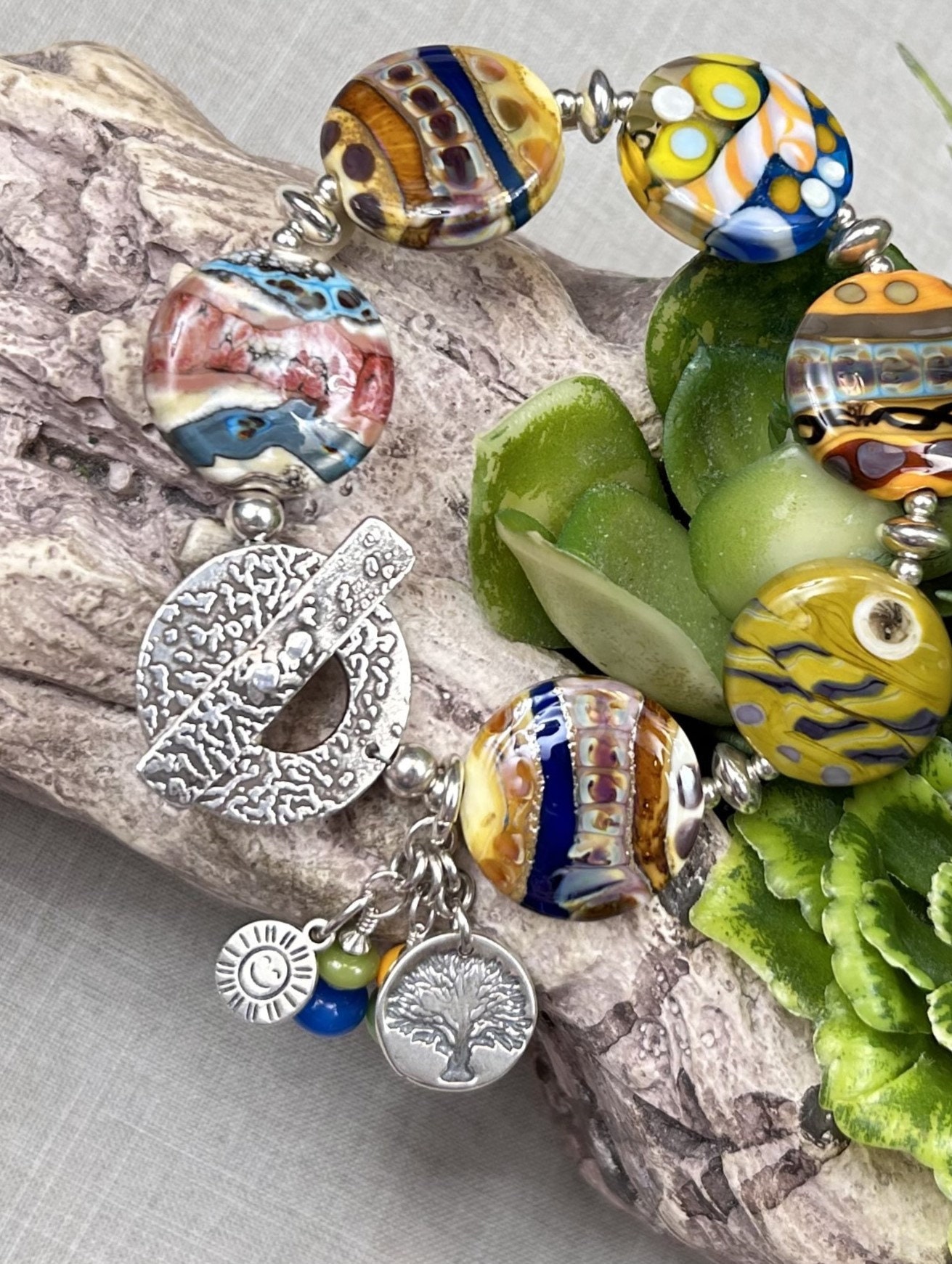 ONE FINE DAY, Handmade, Artisan Lampwork and Sterling Silver Bracelet ...