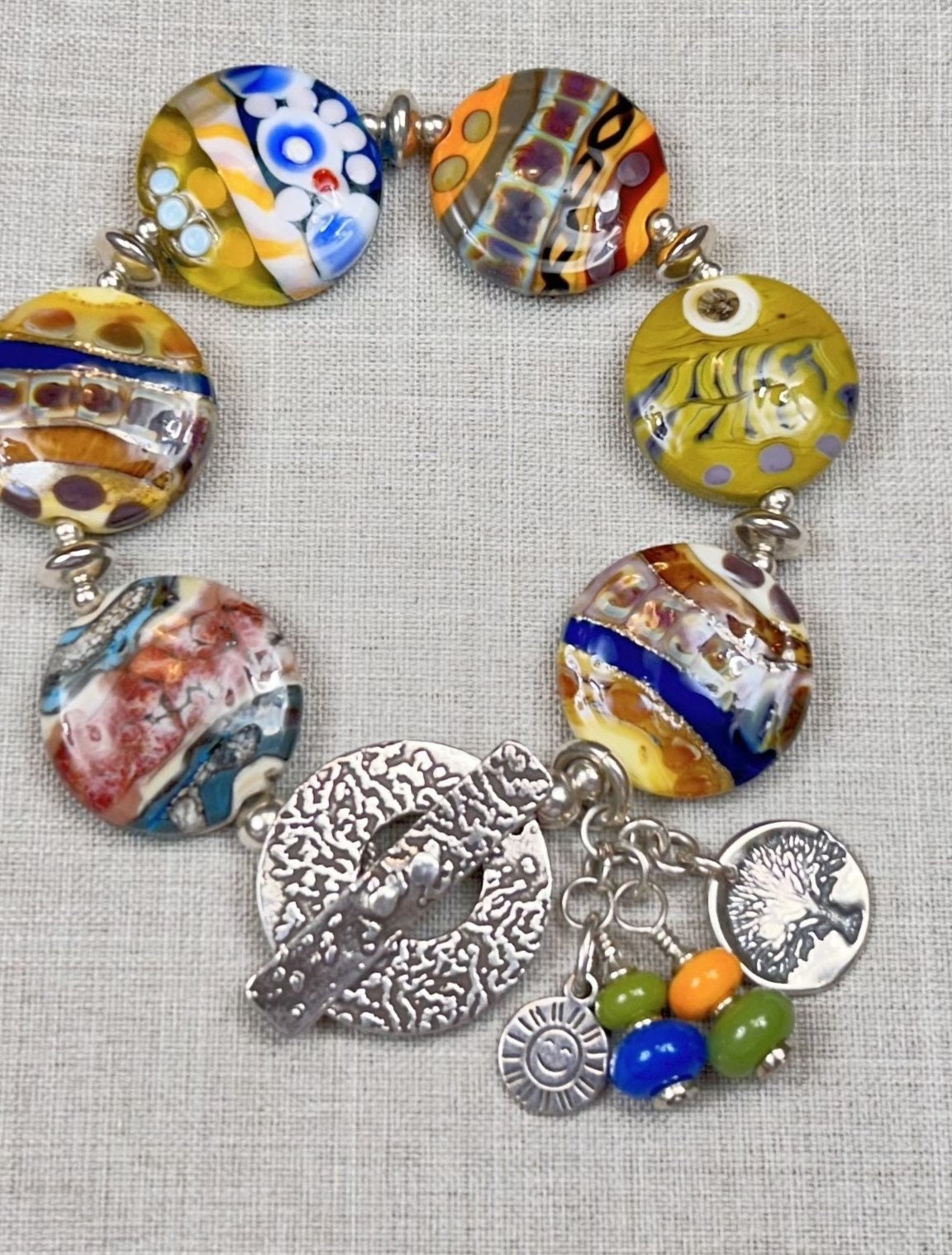 ONE FINE DAY, Handmade, Artisan Lampwork and Sterling Silver Bracelet ...