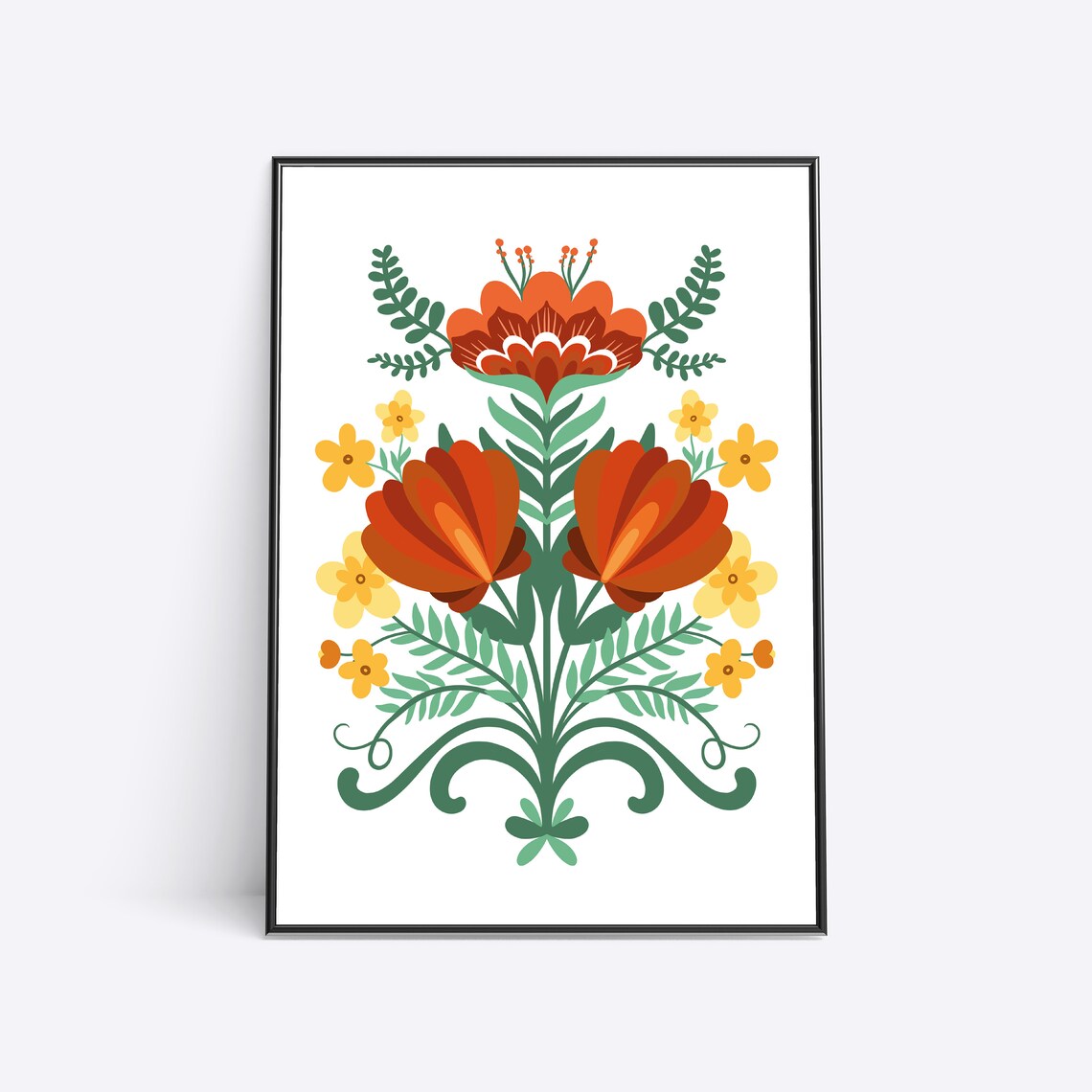 Scandi Folk, Retro Nordic Flower Pattern, Mid Century Modern ...