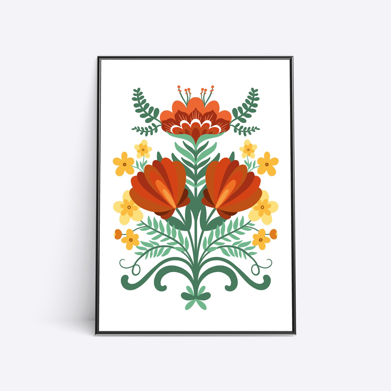 Scandi Folk, Retro Nordic Flower Pattern, Mid Century Modern ...