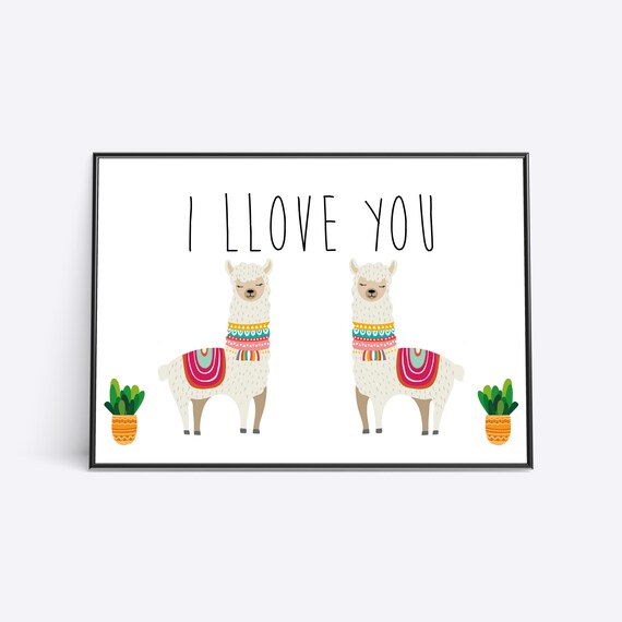 Cute Llama Print Llama Lover Llama Gift Llama Wall Art | Etsy