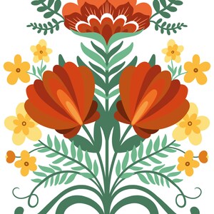 Scandi Folk, Retro Nordic Flower Pattern, Mid Century Modern ...