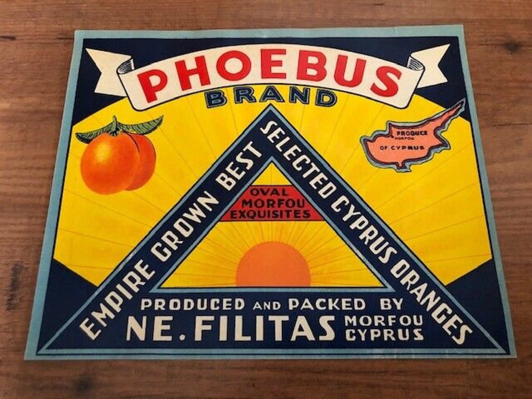 Vintage Greek Cyprus Paper Advert Fruit Label Filitas Phoebus - Etsy