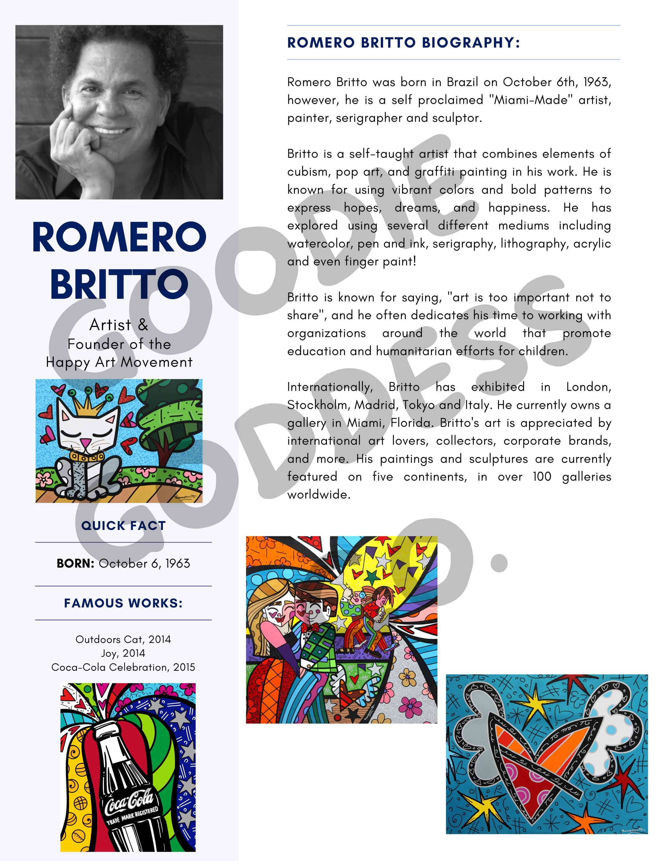 PRINTABLE Romero Britto - Artist Bio (teacher Resource!) - Etsy