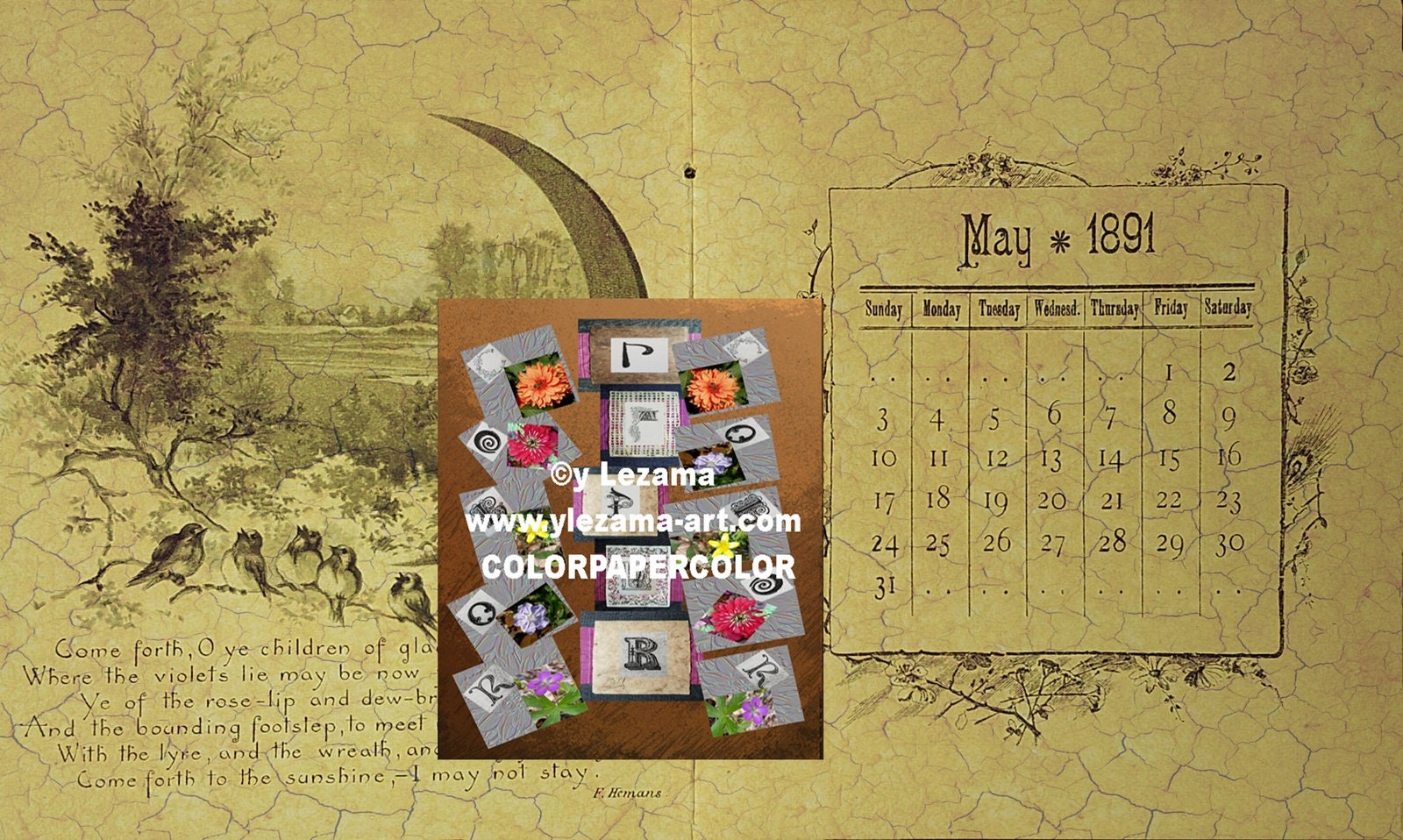 7-1891 CALENDAR BIRDS/NESTS Kaboodle, Antique Images for You to Create ...