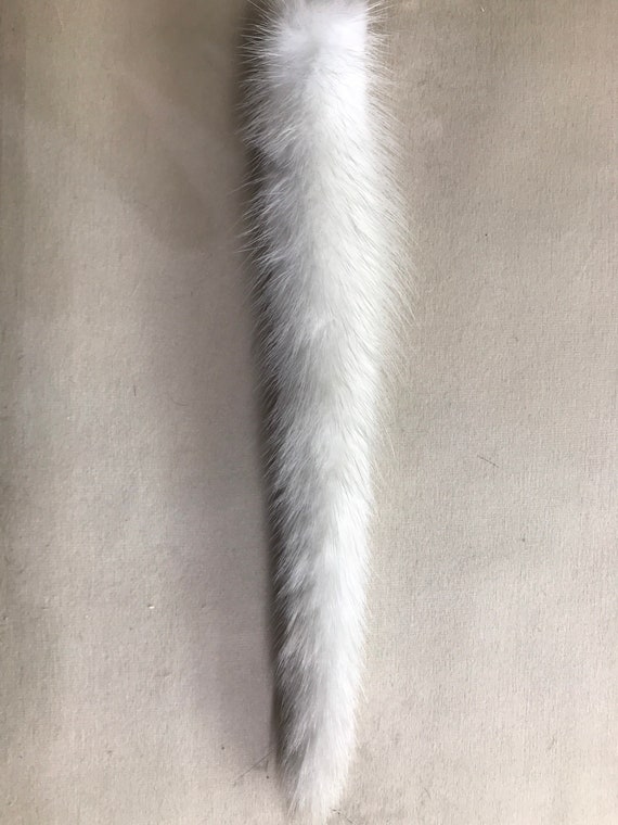 Natural white Mink tail keychain | Etsy