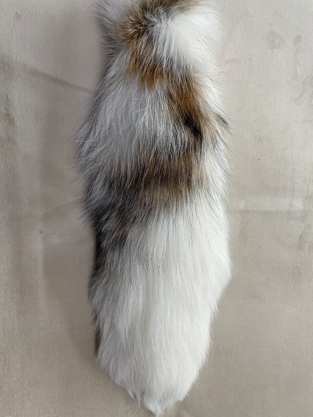 Natural Arctic Marble Cross Fox Tail Keychain - Etsy