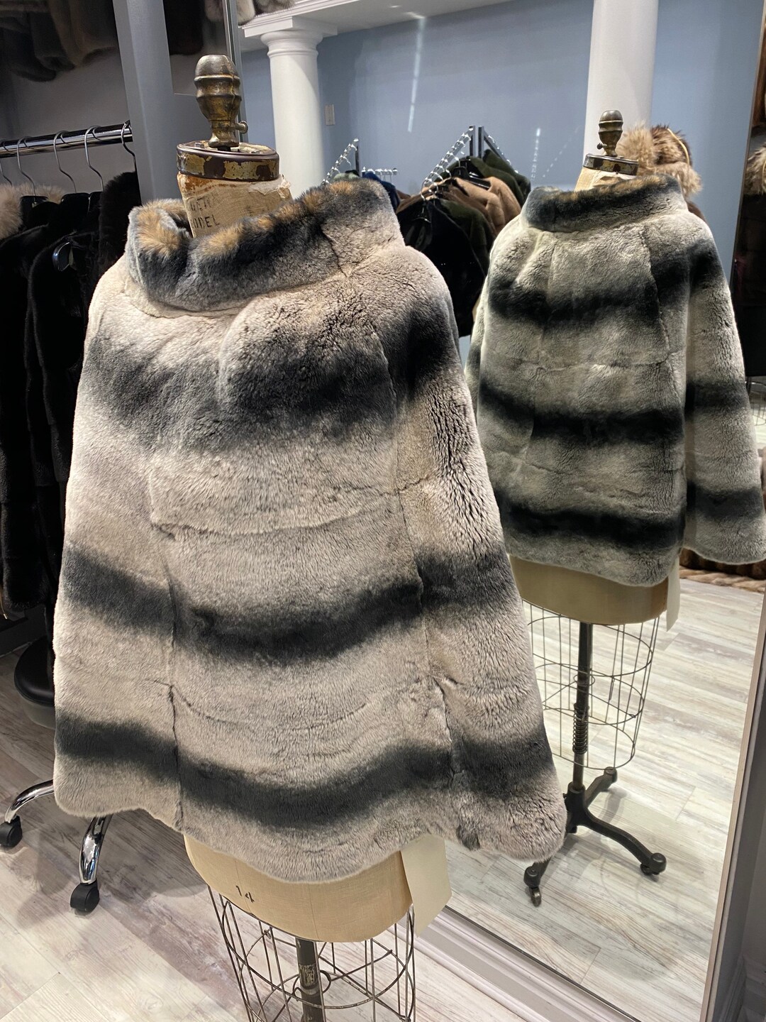 Dyed chinchilla Rex Rabbit Poncho W/ Cashmere Lining - Etsy