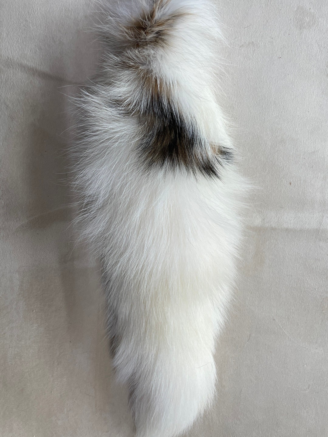Natural Arctic Marble Cross Fox Tail Keychain - Etsy