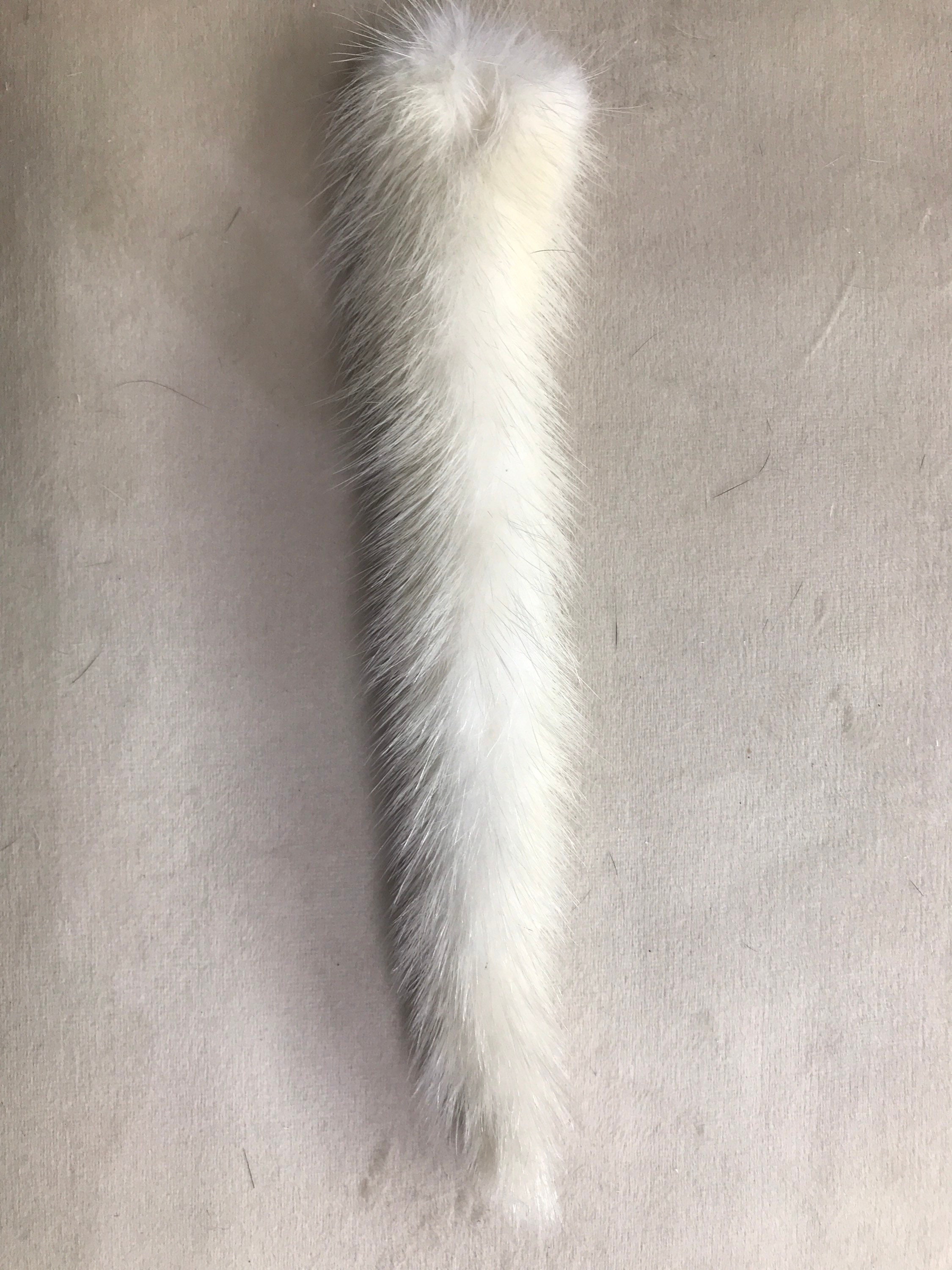 Natural White Mink Tail Keychain - Etsy