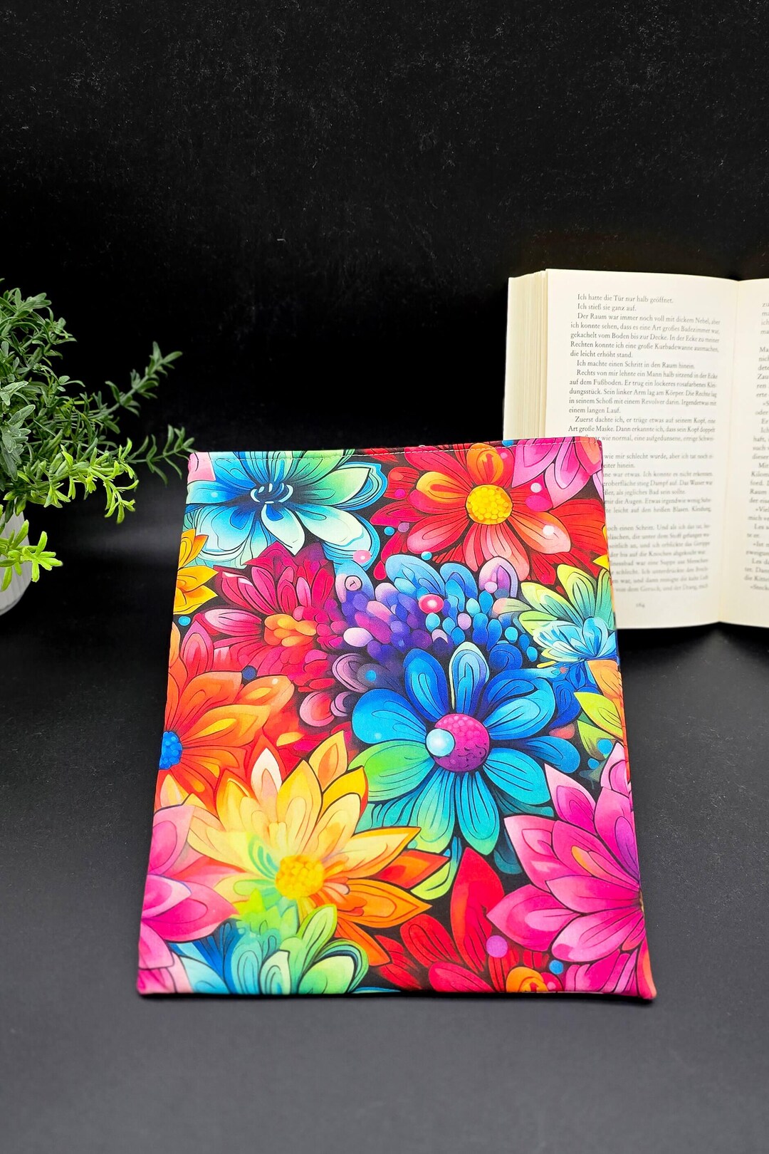 Book Cover Hippie Flowers Book Bag Booksleeve Book Cover Book Bag Cover ...