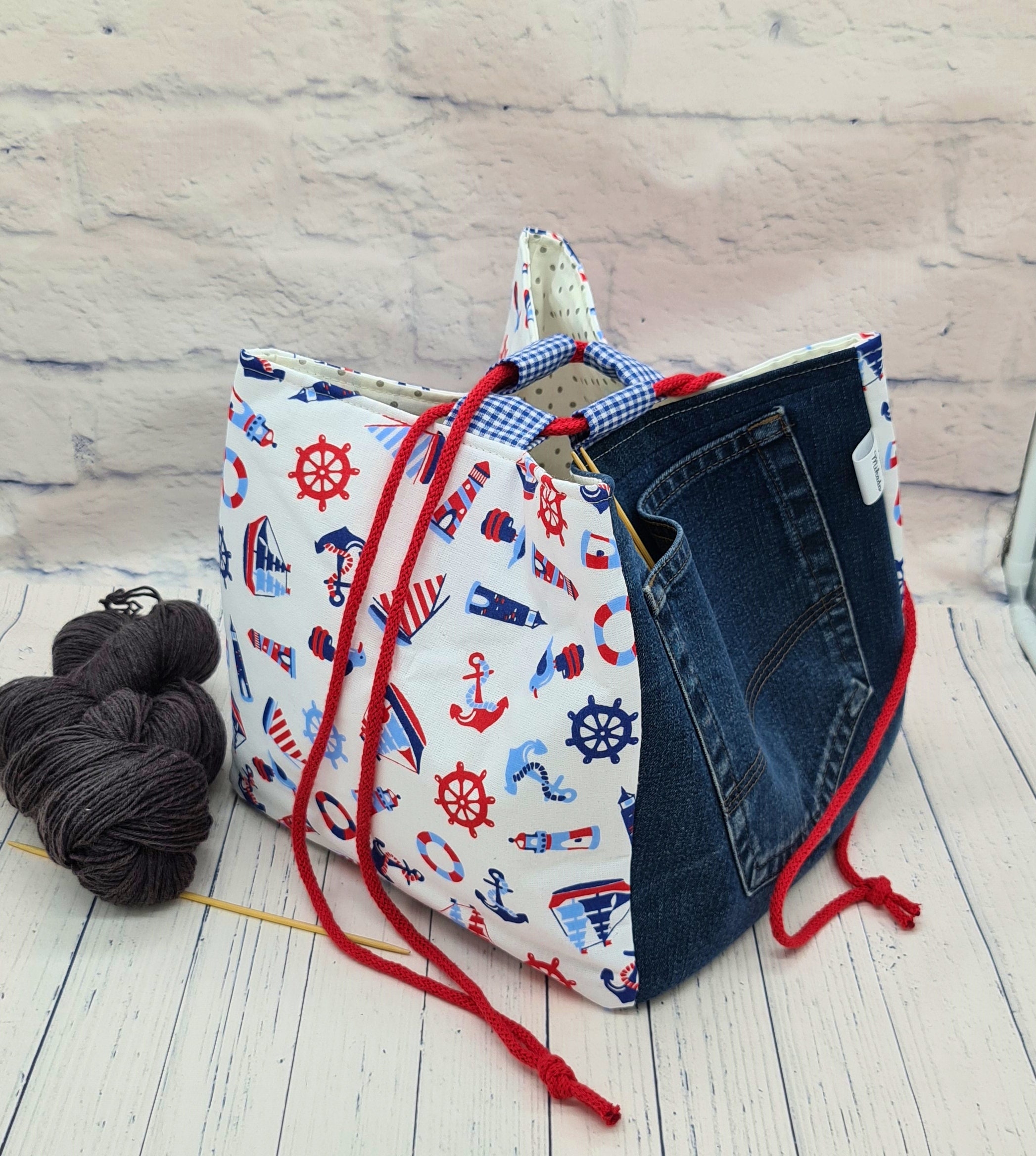 Sewing Sewing & Needlecraft Sewing & Fiber Project bag size L Japanese rice bag knitted project ...