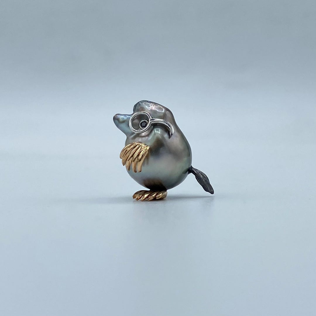 18kt Gold Pearl and Diamond Mole Animal Brooch - Etsy