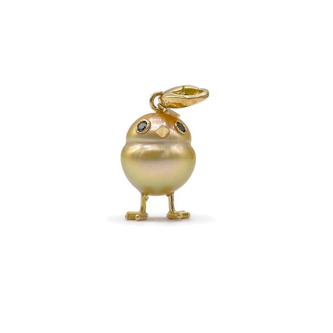 Gold and Diamond Pearl Chick Pendant - Etsy