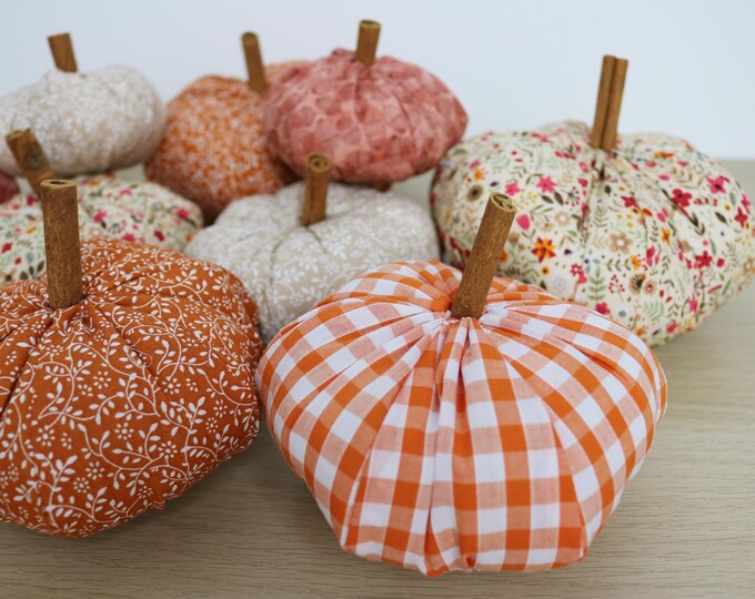 Flannel Pumpkins /appliquéd Stuffed Pumpkins - Etsy