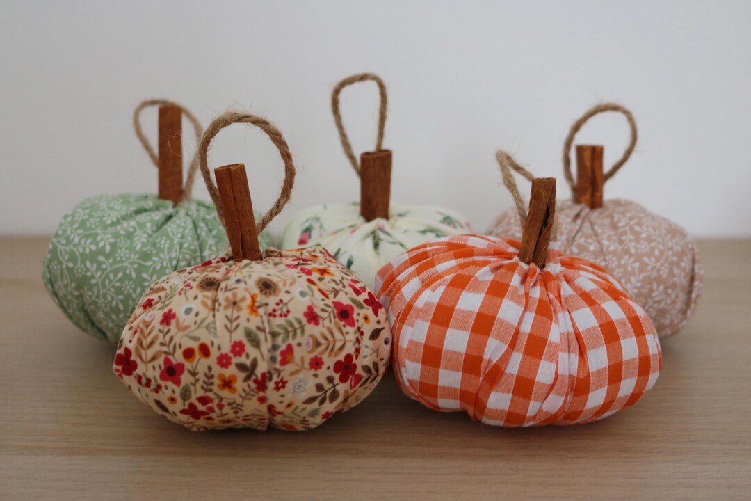 Hanging Pumpkin Decorations, Handmade Fabric Pumpkins, Autumn Tree ...
