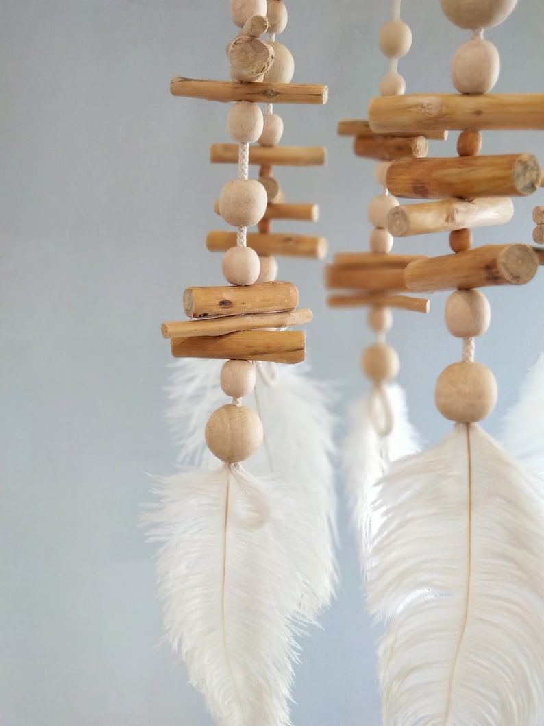 Wooden Baby Mobile Feather Mobile Mobile Art Baby Mobile | Etsy