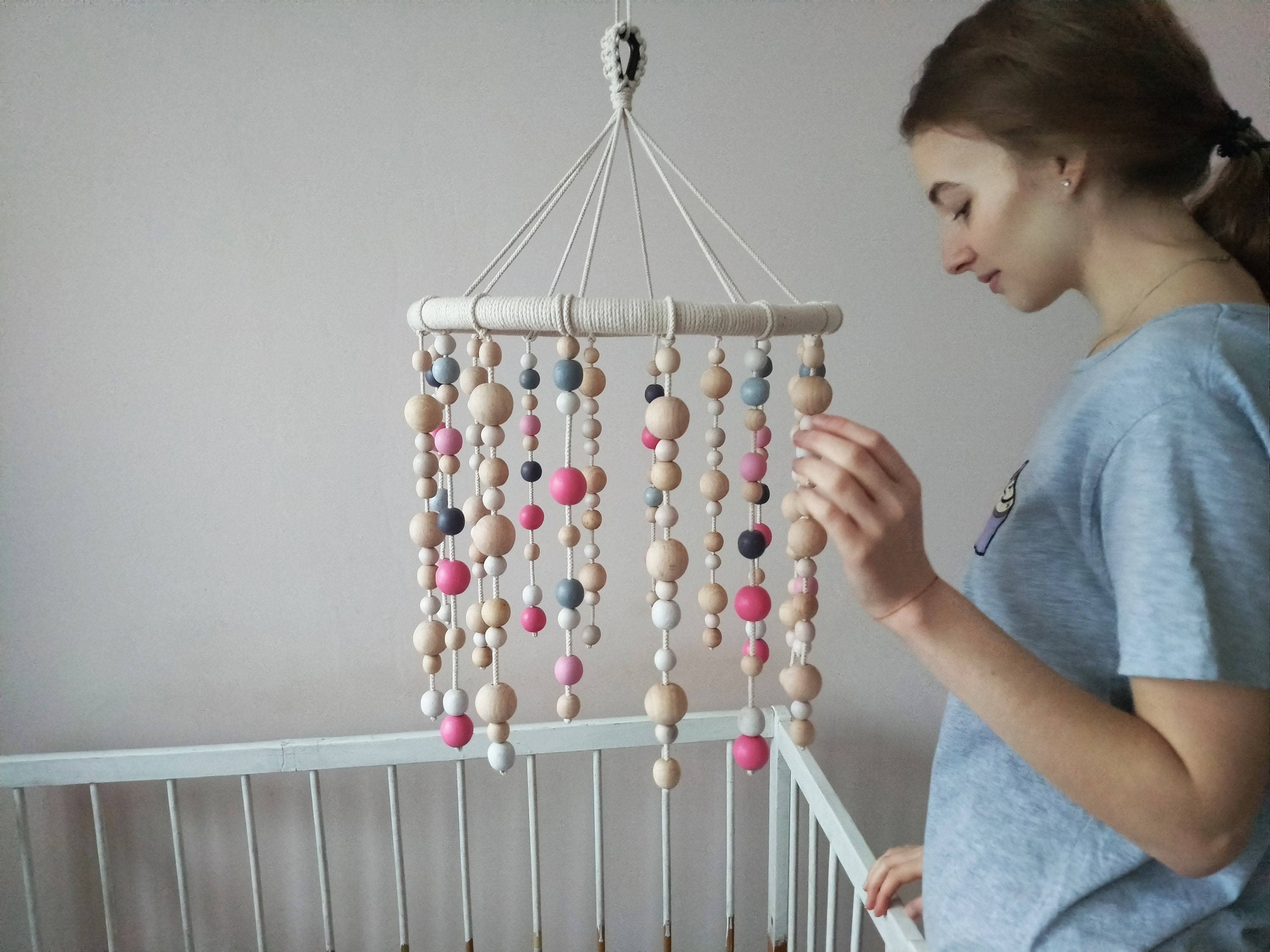 Wooden Baby Mobile Baby Girl Mobile Wood Crib Mobile - Etsy