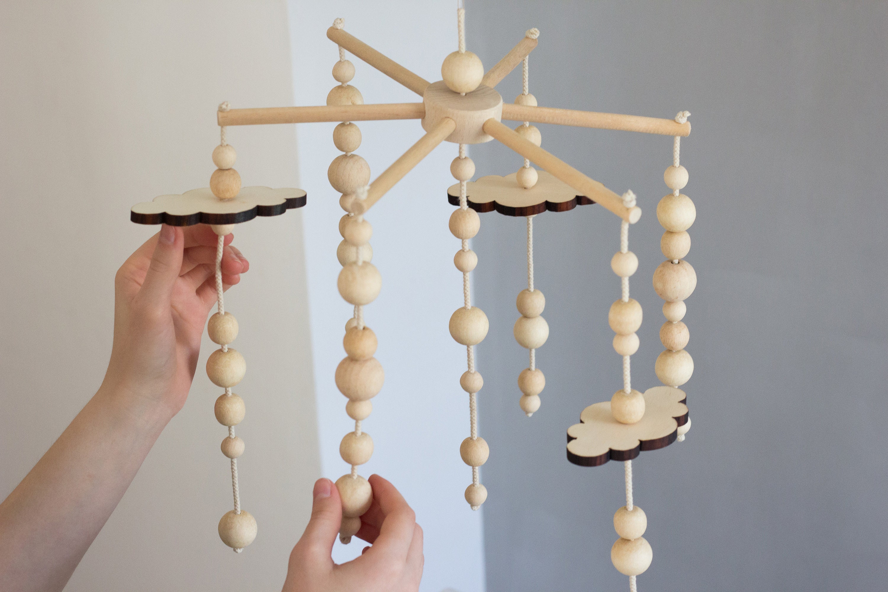 Wooden baby mobile wood crib mobile baby mobile girl baby | Etsy