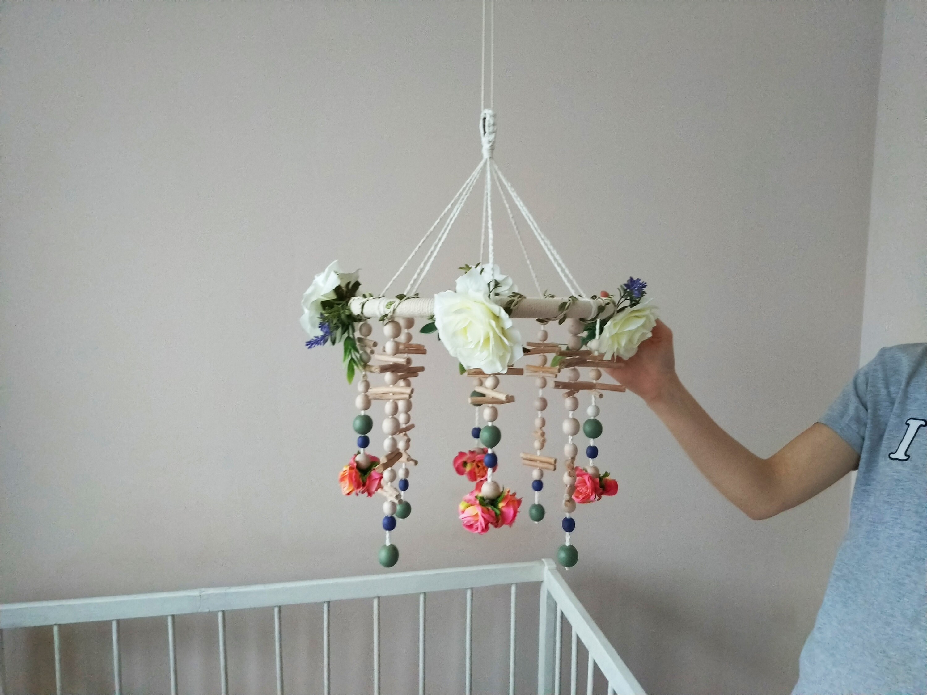 Flower mobile baby girl mobile dreamcatcher mobile | Etsy