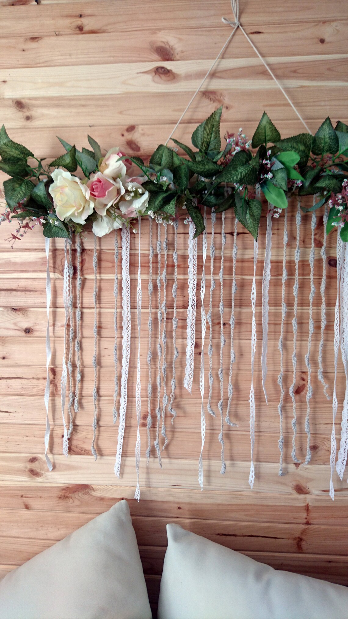 Hanging flower backdrop boho flower wall hanging Greenery | Etsy