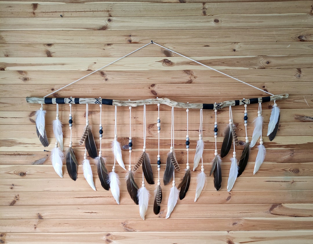 Large Native American Art, Native American Decor, Feather Wall Art ...
