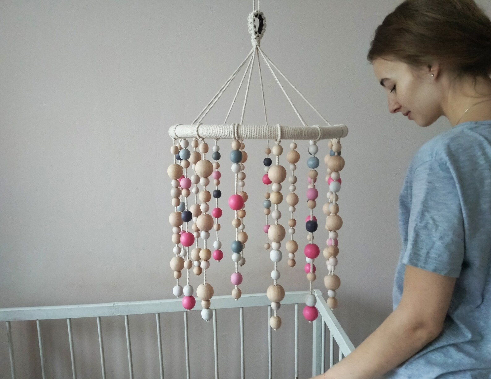Wooden Baby Mobile Baby Girl Mobile Wood Crib Mobile - Etsy