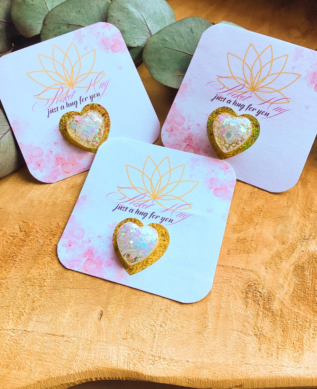 Mini Glitter Pocket Hug Personalized Love Heart Lucky Charm ...